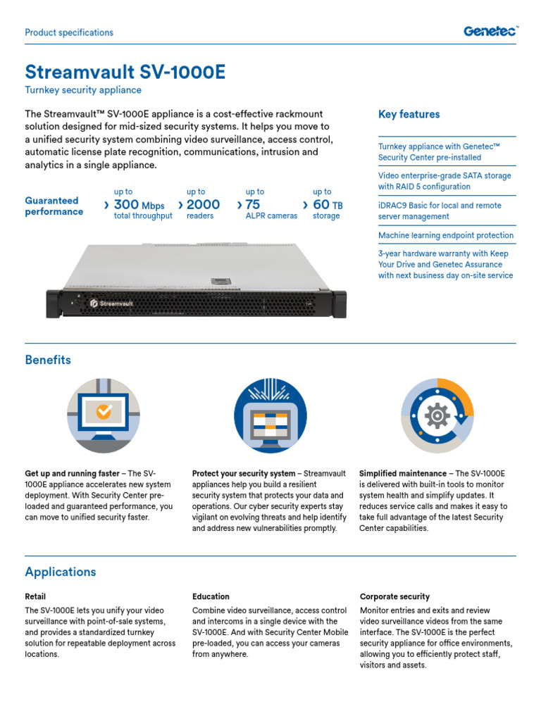Streamvault SV 1000e | PDF | Usb | Security Alarm
