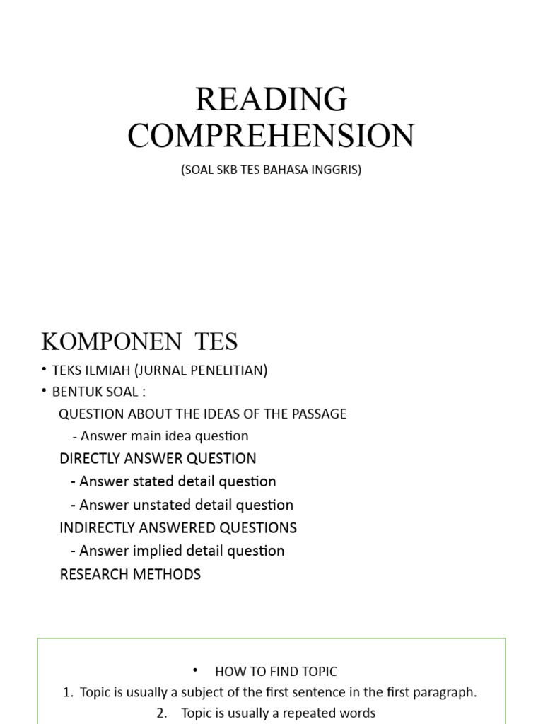 Reading Comprehension Sub Tes Bahasa Inggris | PDF | Methodology ...