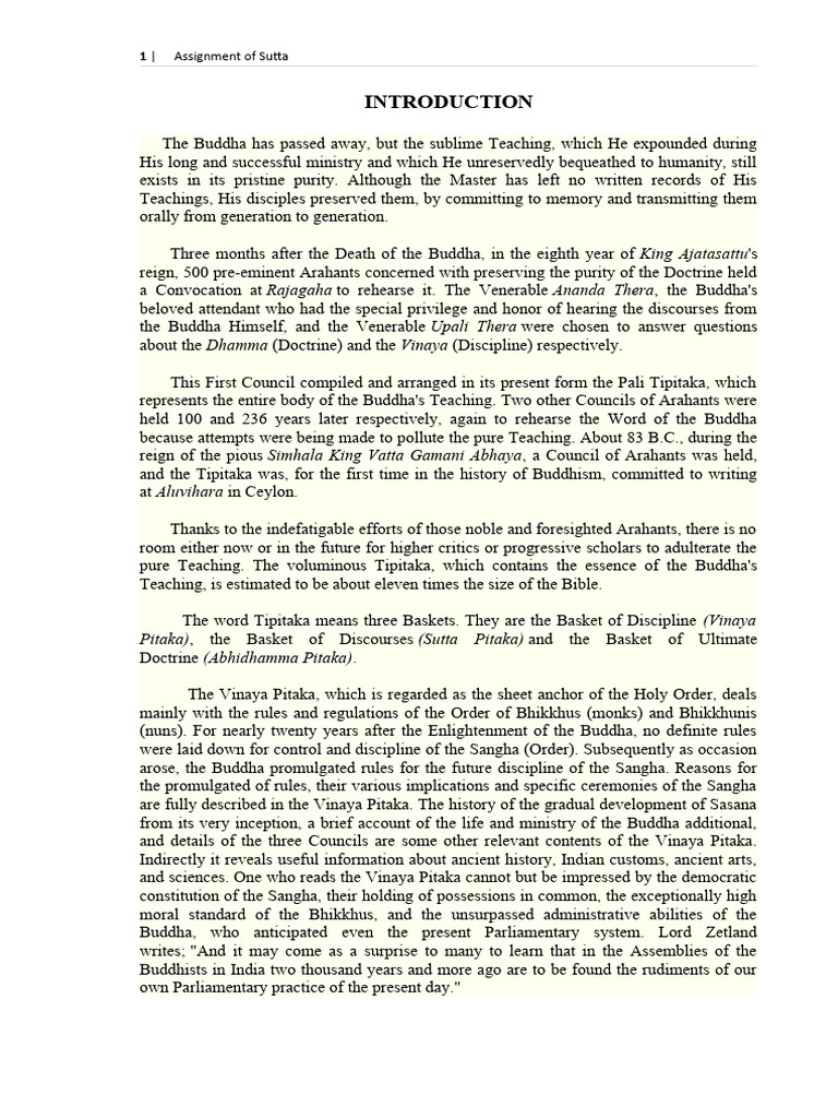 Assignment of Suttas | PDF | Four Noble Truths | Psychology