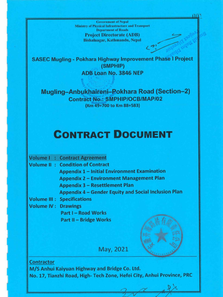 Contract Document Volume I Contract Agreement | PDF