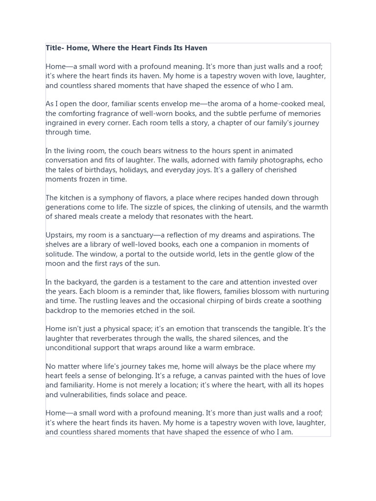 Title - Home, Where The Heart Finds Its Haven | PDF