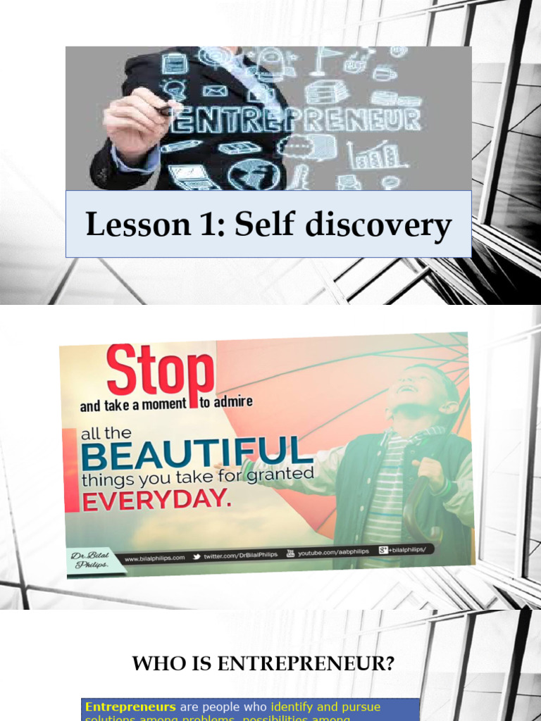 Lesson 1 - Self Discovery | PDF | Entrepreneurship | Competitive Advantage