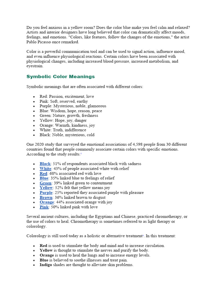 Colour Psychology | PDF | Color | Subjective Experience