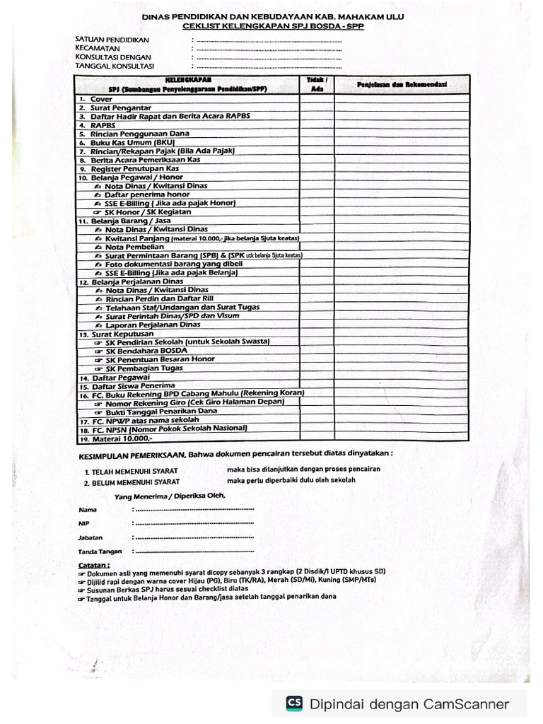 Checklist Bosda | PDF