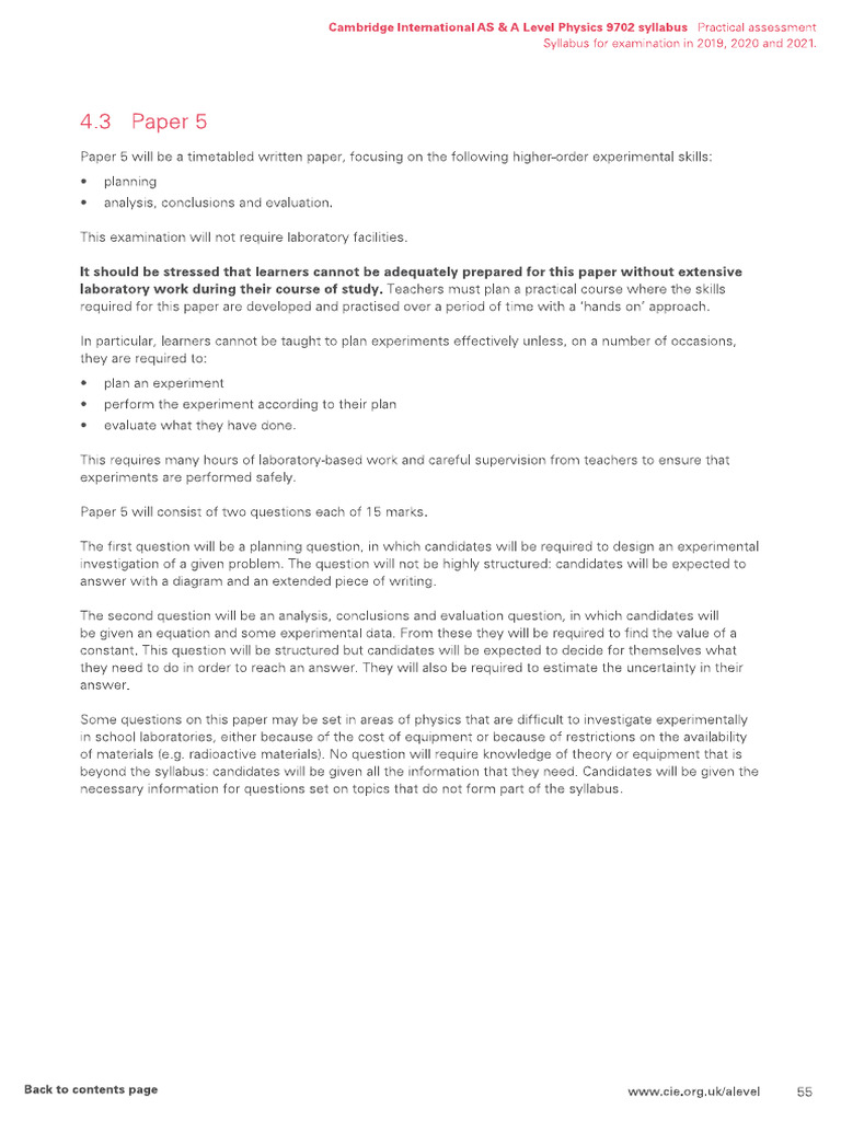 Paper 5 Syllabus | PDF