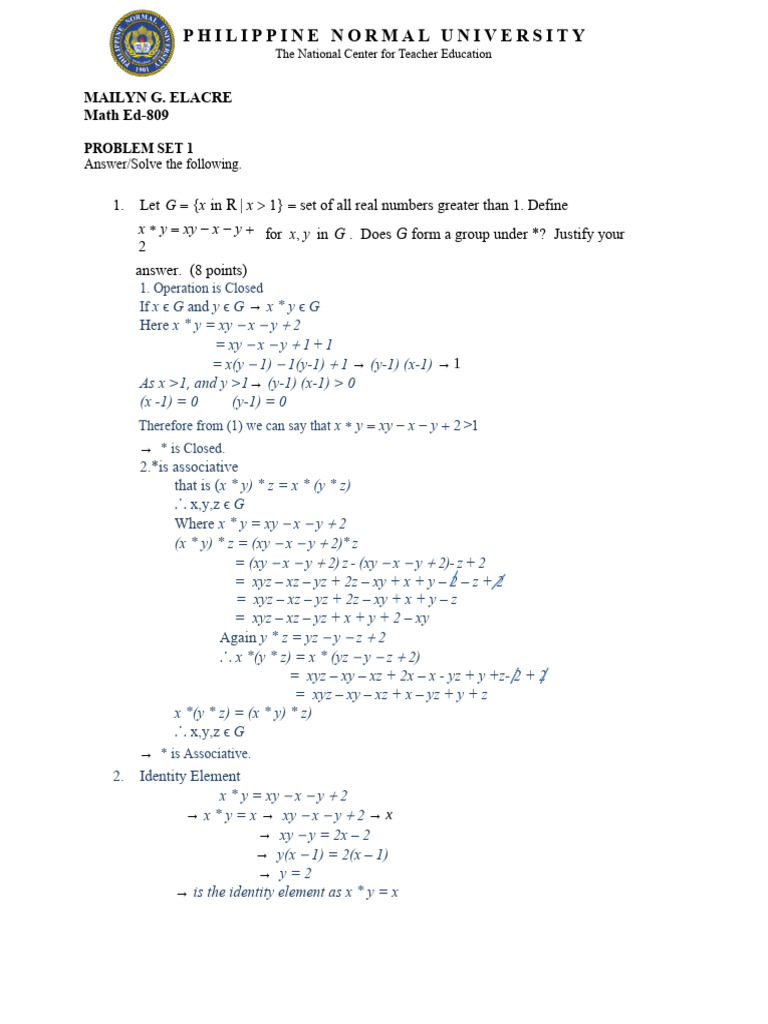 Elacre Problem Sets 1 Final | PDF | Mathematical Physics | Mathematical Concepts