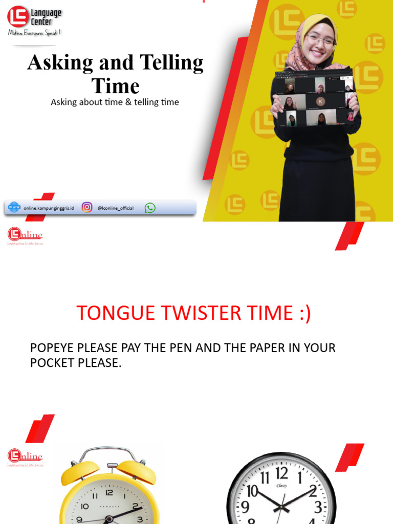 SPEAKING - Day 4 Asking and Telling Time | PDF