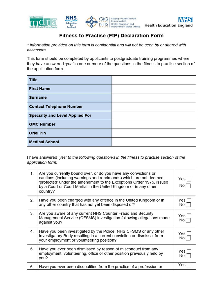 Document 21 Fitness To Practise Form Accessible | PDF