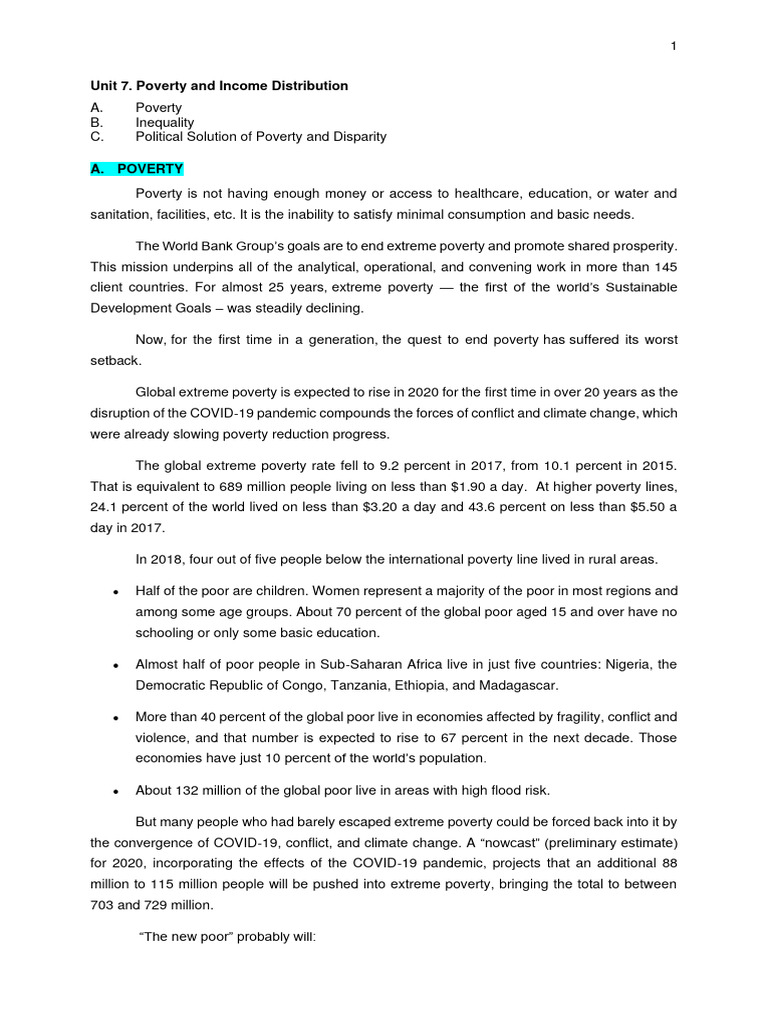 Unit 7 POVERTY - INEQUALITY 2021 | PDF | Poverty | Poverty & Homelessness Unit 7 POVERTY - INEQUALITY 2021 | PDF | Poverty | Poverty & Homelessness