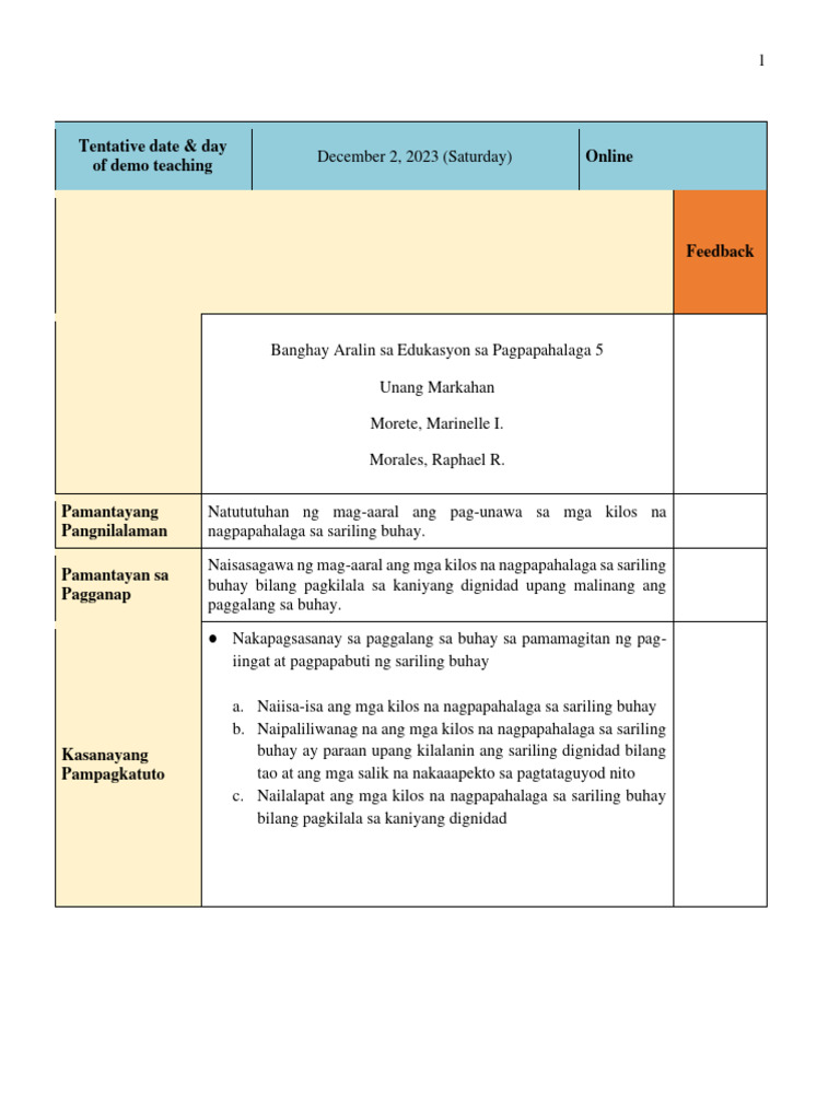 2r Online Morete-Morales Lesson Plan 1 | PDF