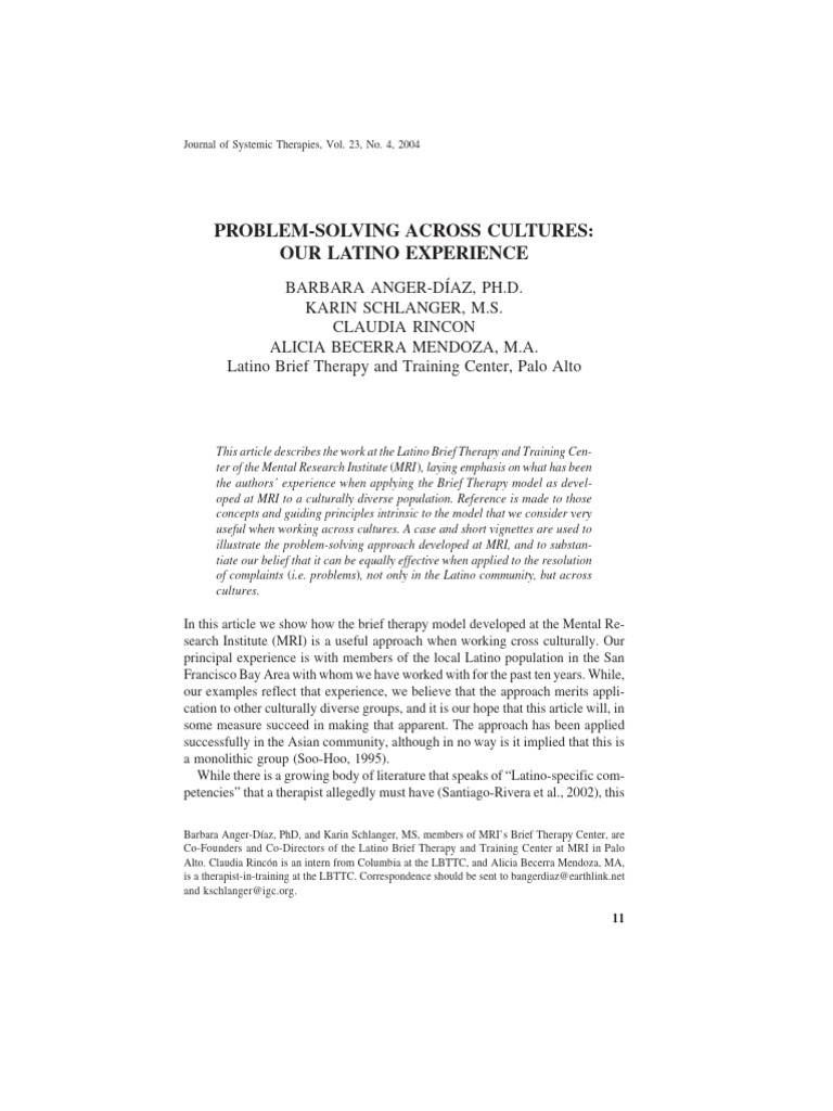 Problem-Solving Across Cultures | PDF | Thought | Psychotherapy