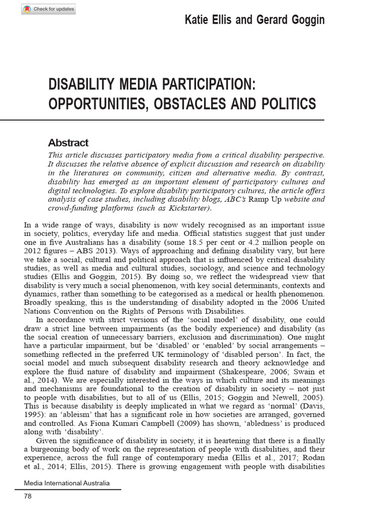 Ellis Goggin 2015 Disability Media Participation Opportunities ...