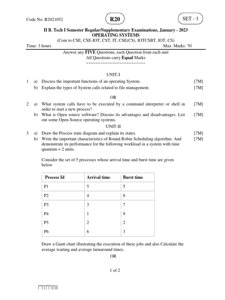 Operating Systems Jan 2023 Pdf Scheduling Computing Computer Data 
