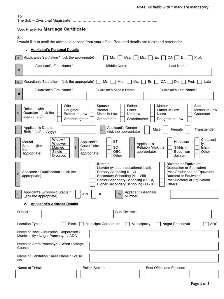 Marriage Certificate | PDF
