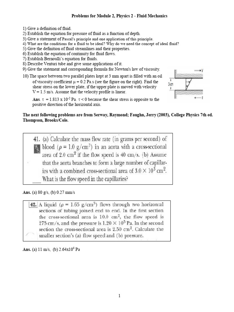 Module 2 Fluid Mechanics Problems Sent 2023 | PDF
