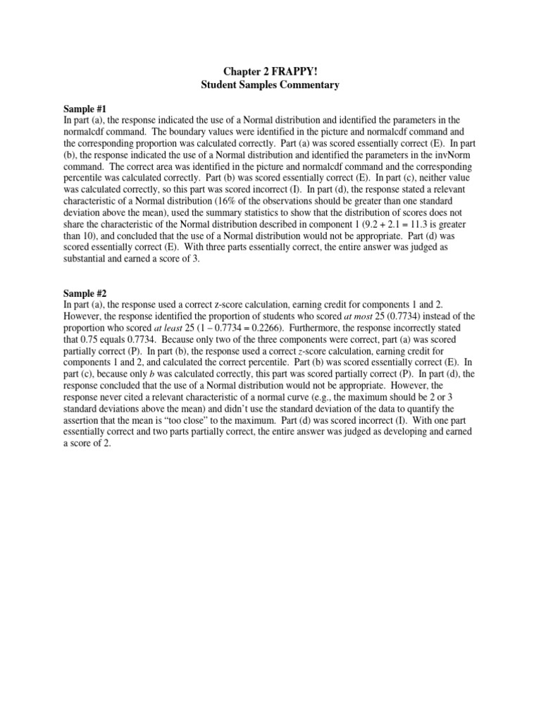 Chapter 2 Frappy Student Sample Commentary | PDF | Normal Distribution ...