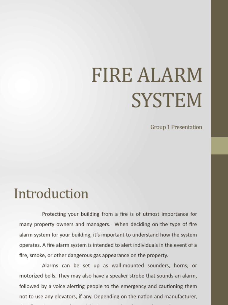 Fire Alarm System Overview and Recommendations | PDF