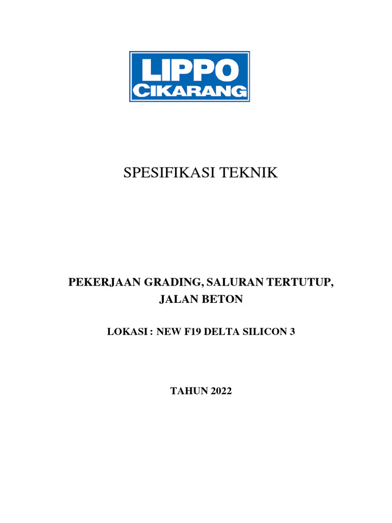 Spesifikasi Teknis Jalan Dan Saluran F19-10 & F19-11 DELTA SILICON 3 | PDF