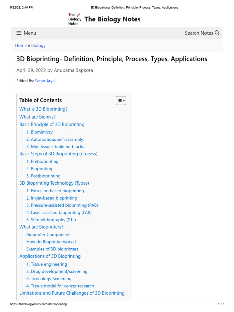 3D Bioprinting - Definition, Principle, Process, Types, Applications ...