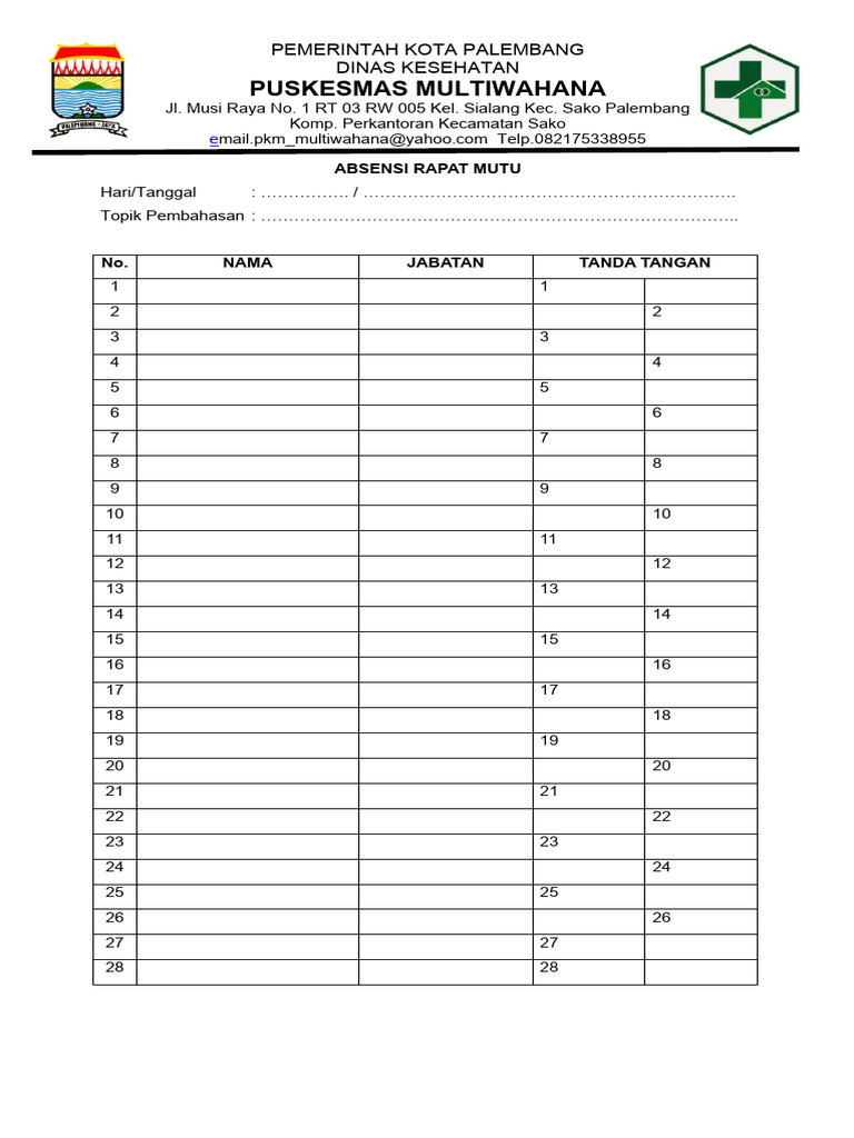 Absensi Rapat Mutu | PDF