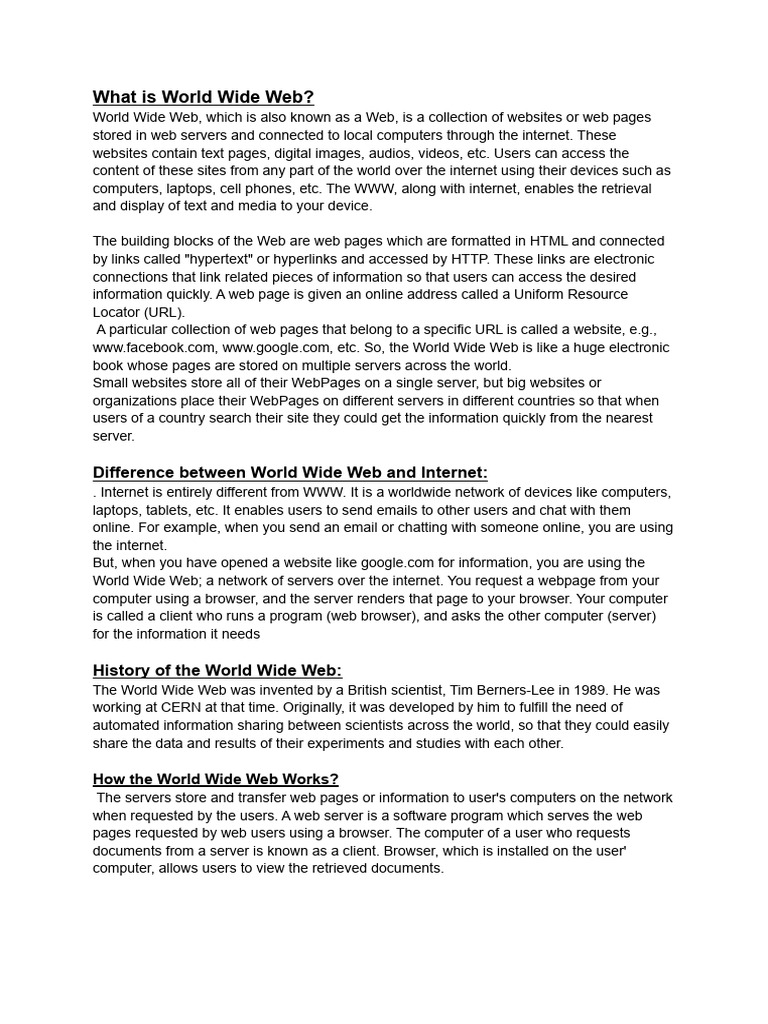 World Wide Web | PDF | World Wide Web | Internet & Web World Wide Web | PDF | World Wide Web | Internet & Web