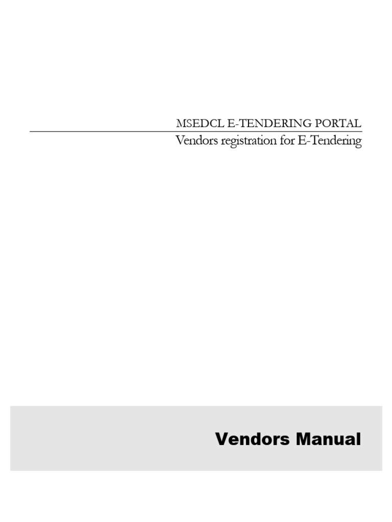 Vendor Registration Manual Pdf