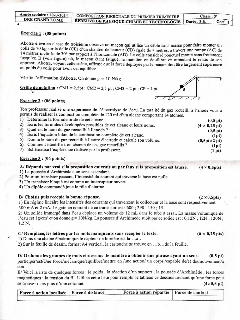 Compo GL-PCT 3è 1er Tri 2023-2024 | PDF