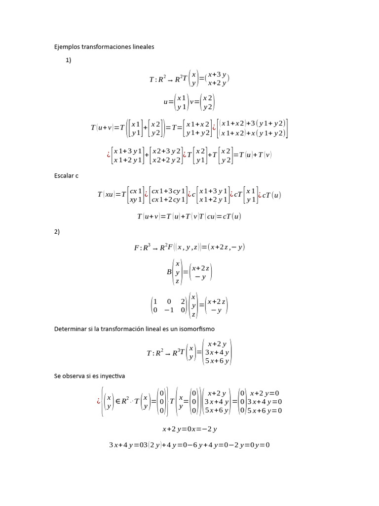 Ejemplos Transformaciones Lineales | PDF | Álgebra abstracta | Lógica ...