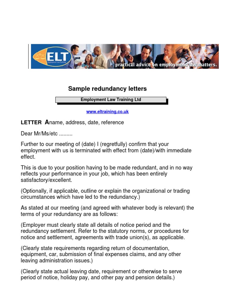 Redundancy Letters | PDF | Layoff | Labor