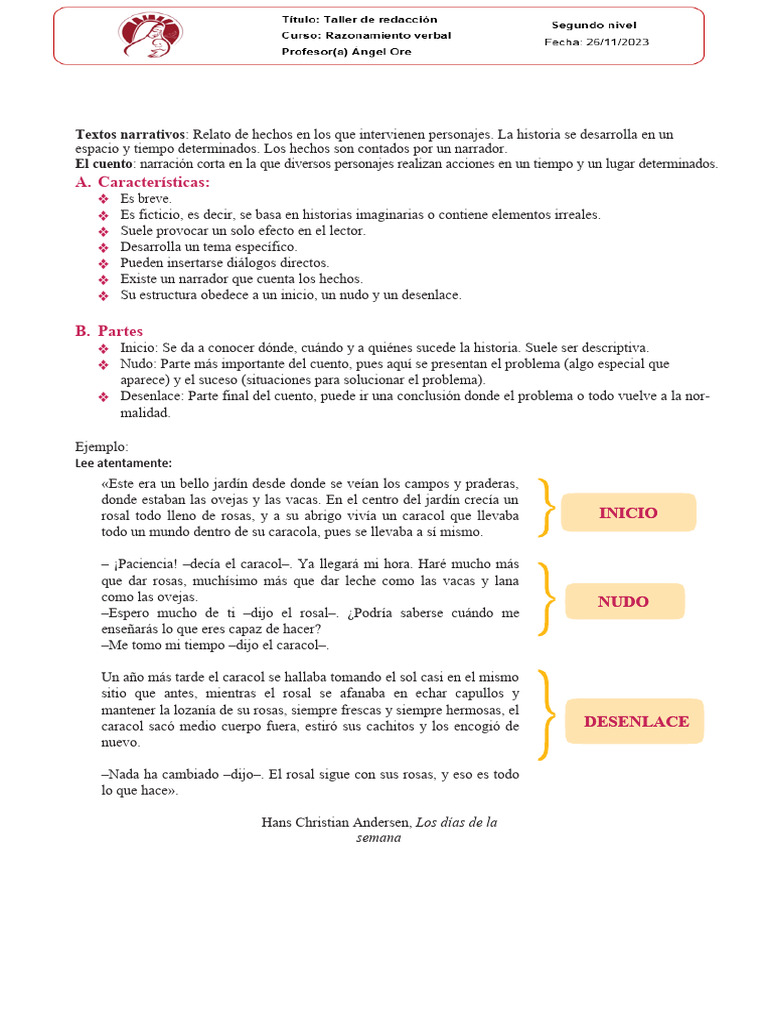 Taller de Redaccion - Segundo Nivel | PDF | Cuentos | Narración