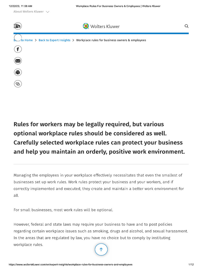 1 Workplace Rules | PDF