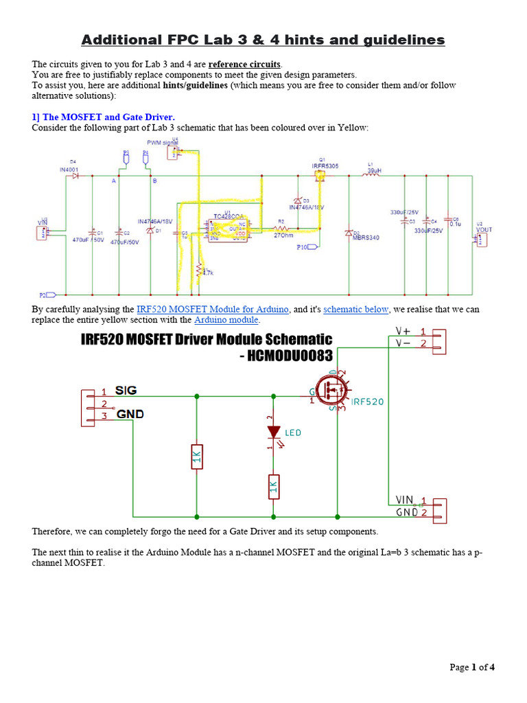Modifications To Lab 3 and 4 With IRF520 | PDF | Inductor | Diode