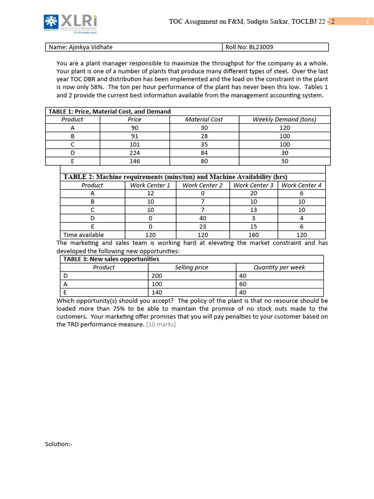 FM - Assignment 1 - F & M | Download Free PDF | Financial Economics | Business Process