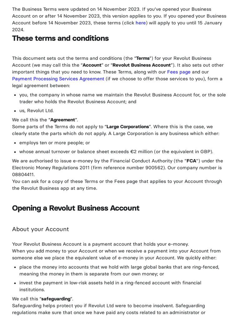 Revolut Business Account Terms Update | PDF | Payments | Money