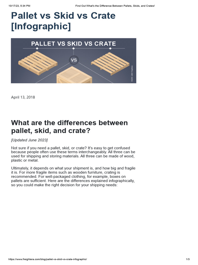 Find Out What's The Difference Between Pallets, Skids, and Crates ...