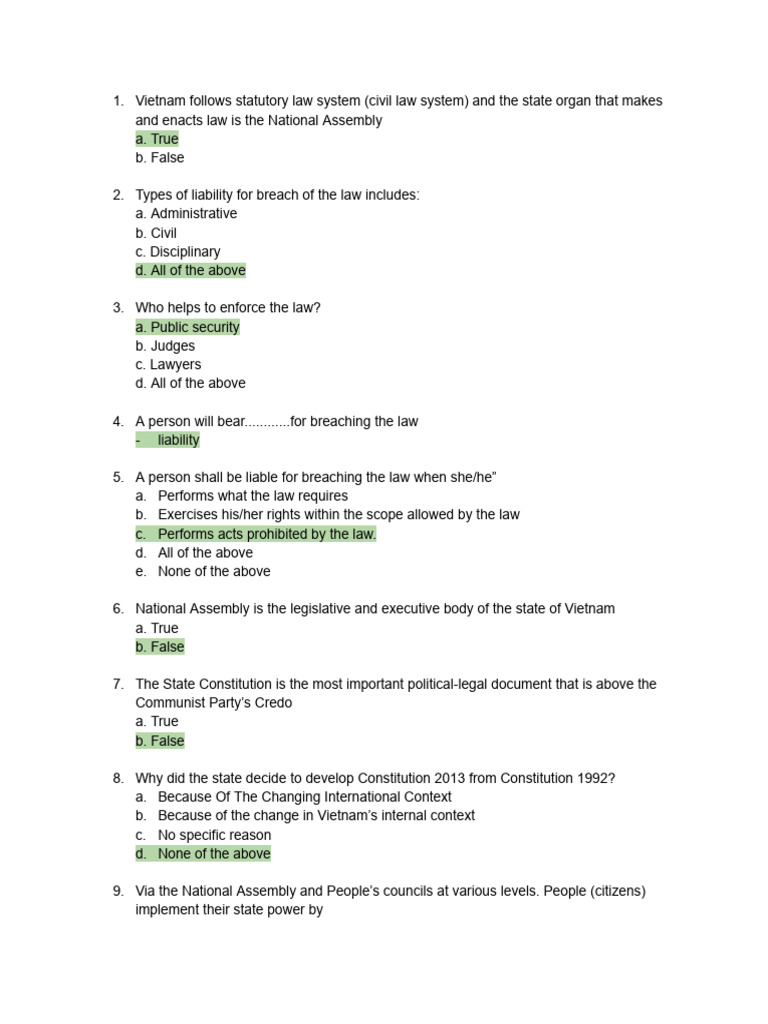 Legal Quiz TRC Mid | Download Free PDF | Crime & Violence | Crimes