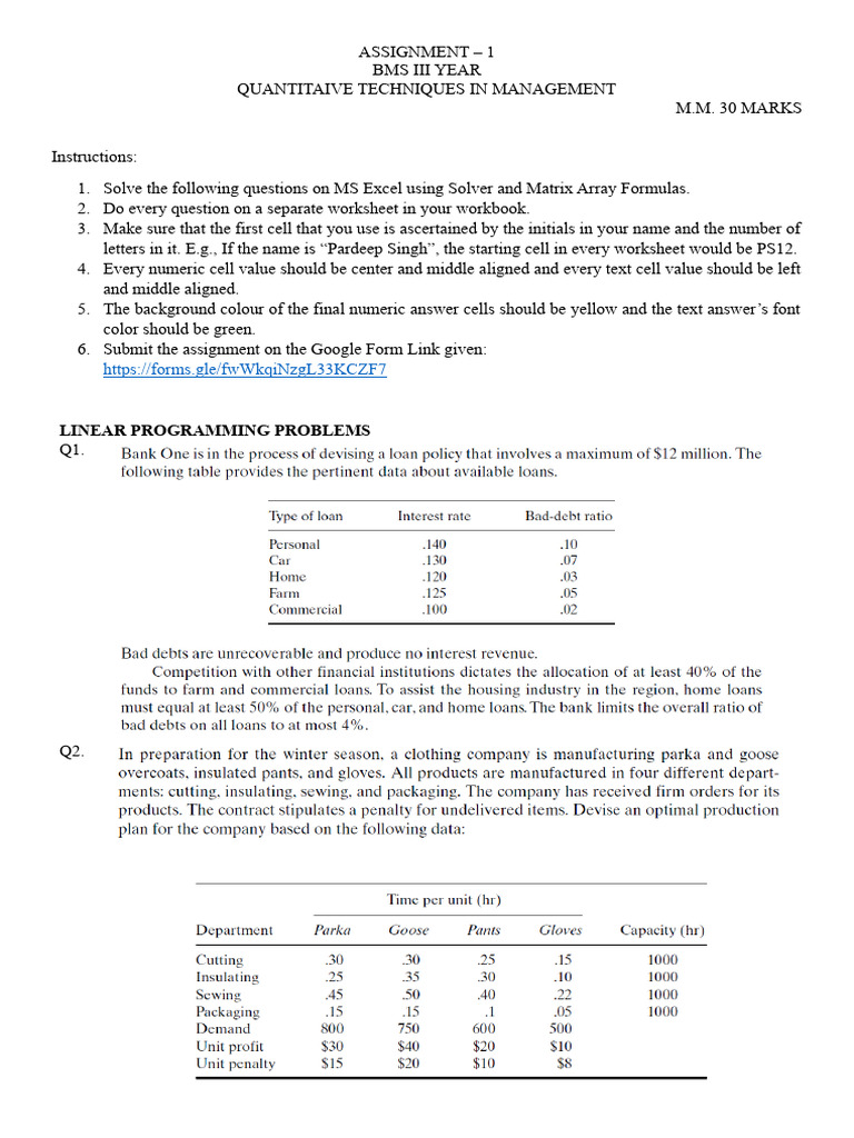 Bms5-Qtm-Assignment, Year Iii Sem V | PDF