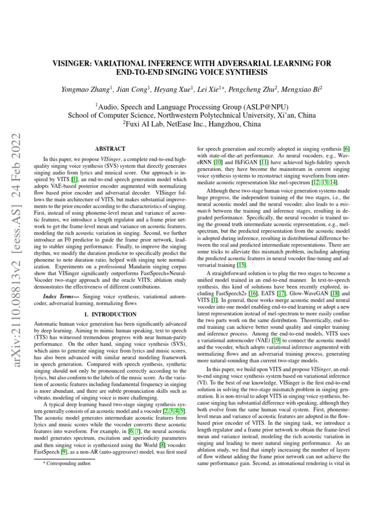 Visinger | PDF | Speech Synthesis | Data Compression