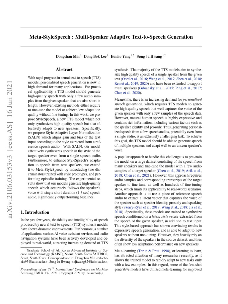 Metastylespeech | PDF | Speech Synthesis | Data Compression