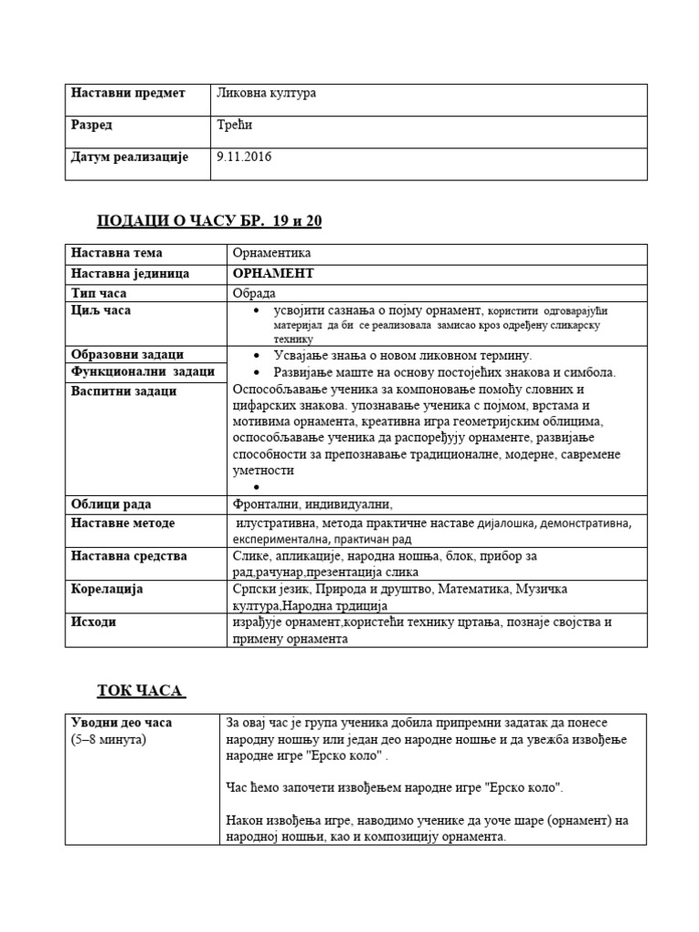 Ornament Priprema Milanka Lalic | PDF