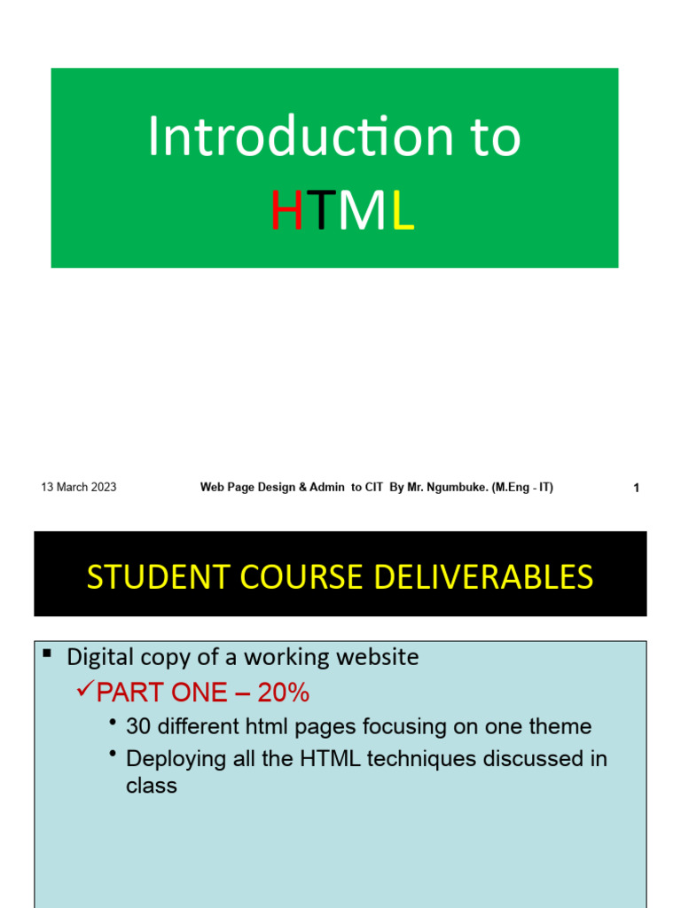 1 HTML Introduction Concepts CIT | PDF | Hyperlink | World Wide Web