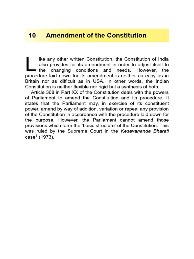 Indian Constitution Amendment Process | PDF | Finance & Money Management | Politics
