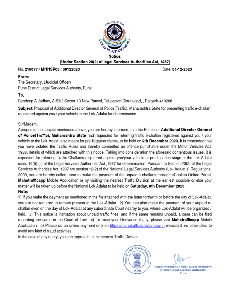 Traffic Fine Settlement Notice | PDF | Service Industries | Common Law