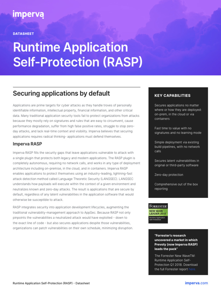 Runtime Application Self Protection Rasp Pdf Vulnerability Computing Security