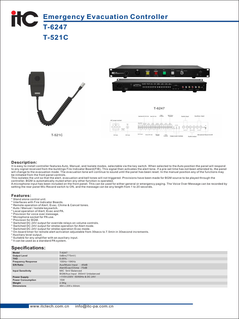 Emergency Evacuation Controller T-6247 T-521C: Specifications | PDF ...