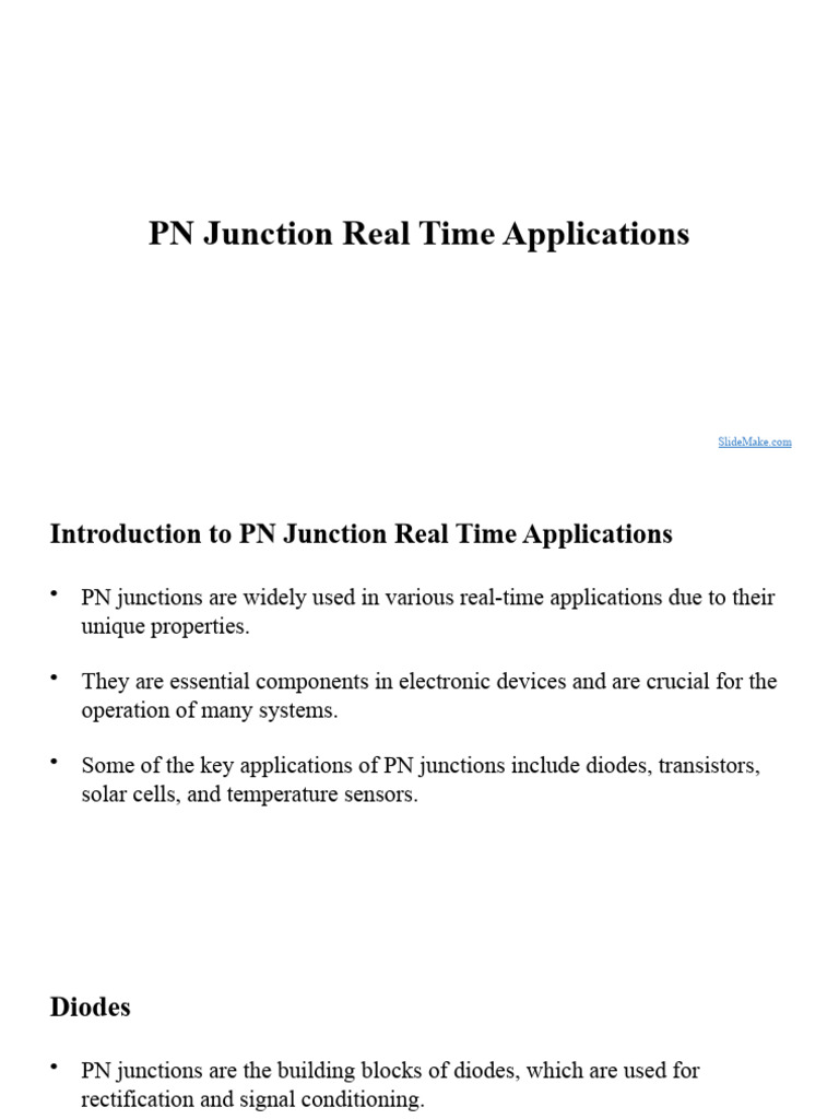 PN Junction Real Time Applications | Download Free PDF | P–N Junction | Diode
