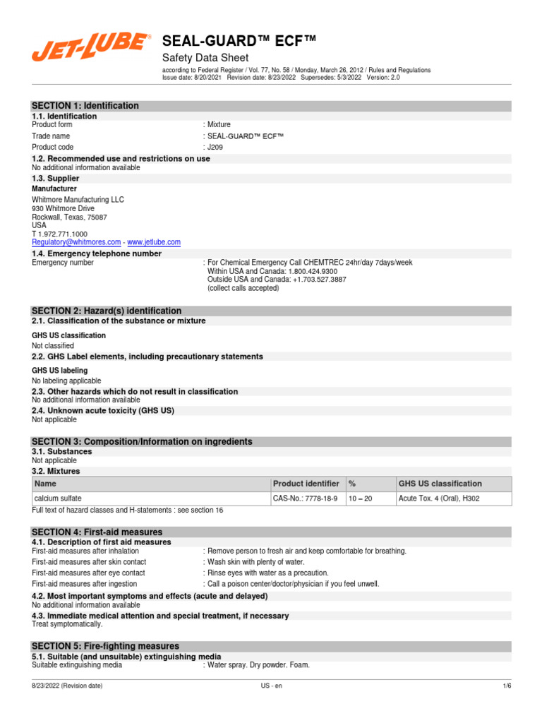SEAL-GUARD™+ECF™ SDS US en | PDF