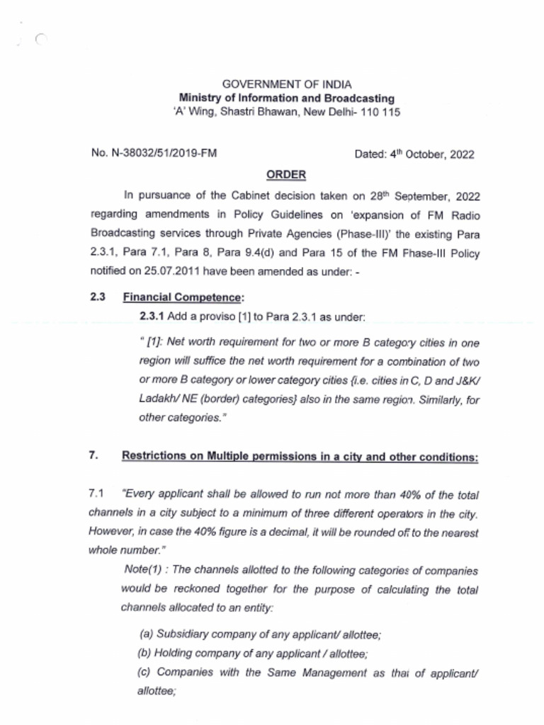 FM Phase 3 Policy Amendment 4 Oct 2022 | PDF