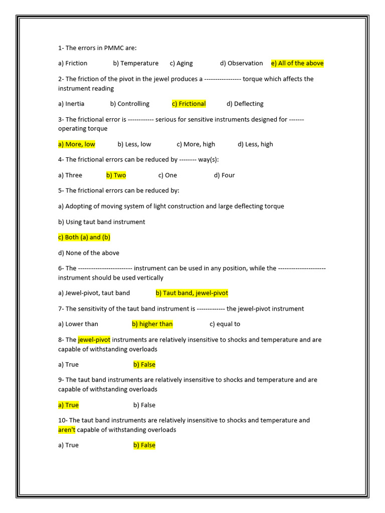 PMMC Instrument Errors & Solutions | PDF | Electrical Engineering ...