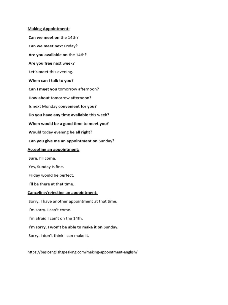 Making Appointment | PDF
